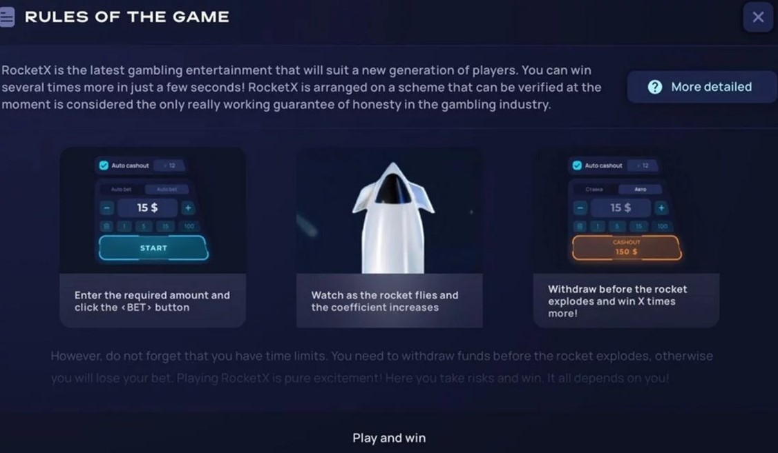 Rocket X Game - Play for Real Money or Demo Mode